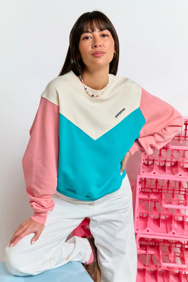 Sweatshirt Max turquoise en coton biologique – Perpète